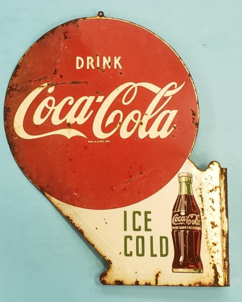 Scarce 1954 Tin Coca-Cola Flange Sign Value & Price Guide