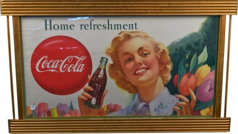 Coca Cola Cardboard Litho Advertisement In Frame Value Price Guide