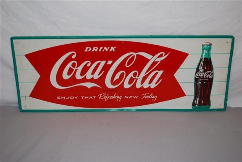 Coca-Cola Self Framed Tin Fish Tail Sign Value & Price Guide