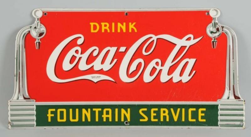 1941 Porcelain Coca-Cola Fountain Service Sign Value & Price Guide
