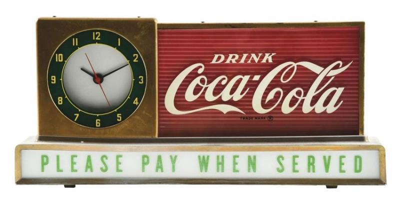 Coca Cola Light Up Clock Counter Sign Value & Price Guide