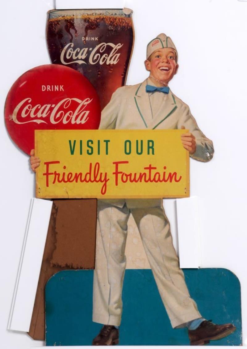 1956 COCA-COLA CARDBOARD CUT-OUT SIGN Value & Price Guide