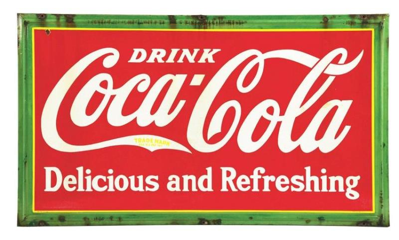 SELF FRAMED TIN VERTICAL COCA-COLA SIGN Value & Price Guide