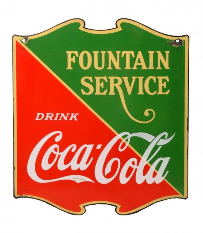 1950s Porcelain Coca-Cola Fountain Service Sign Value & Price Guide