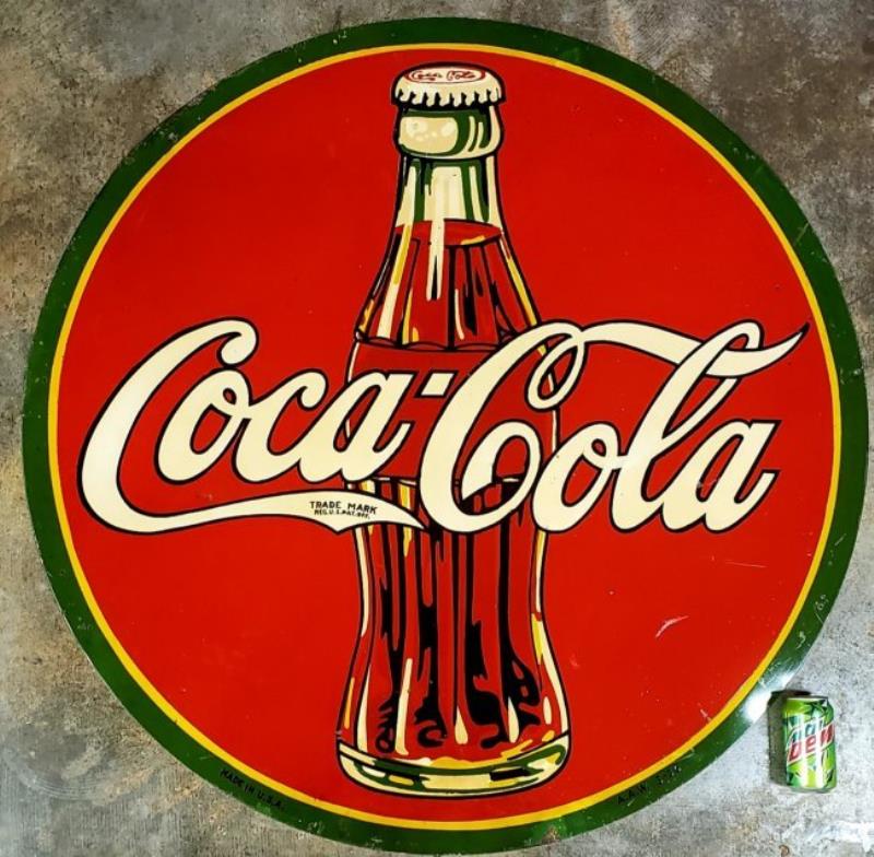 1950's Coca-Cola tin disc sign Value & Price Guide