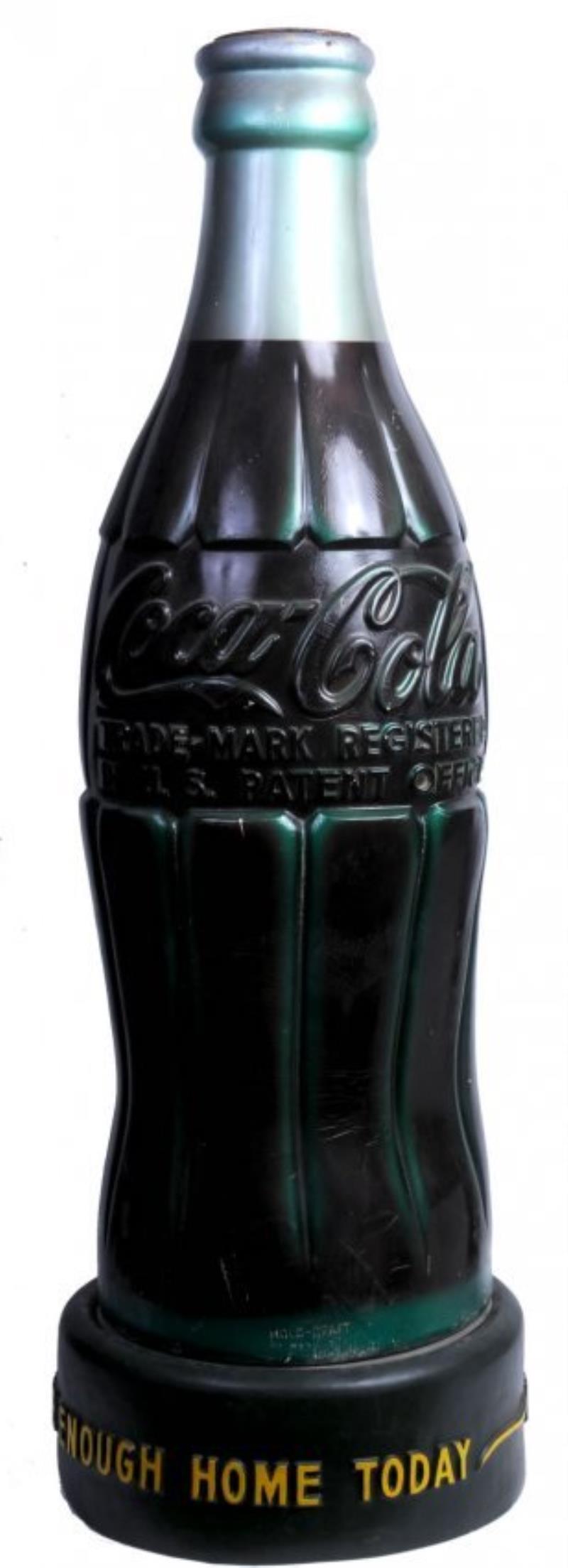 1950s Coca-Cola Rubber Display Bottle & Base Value & Price Guide