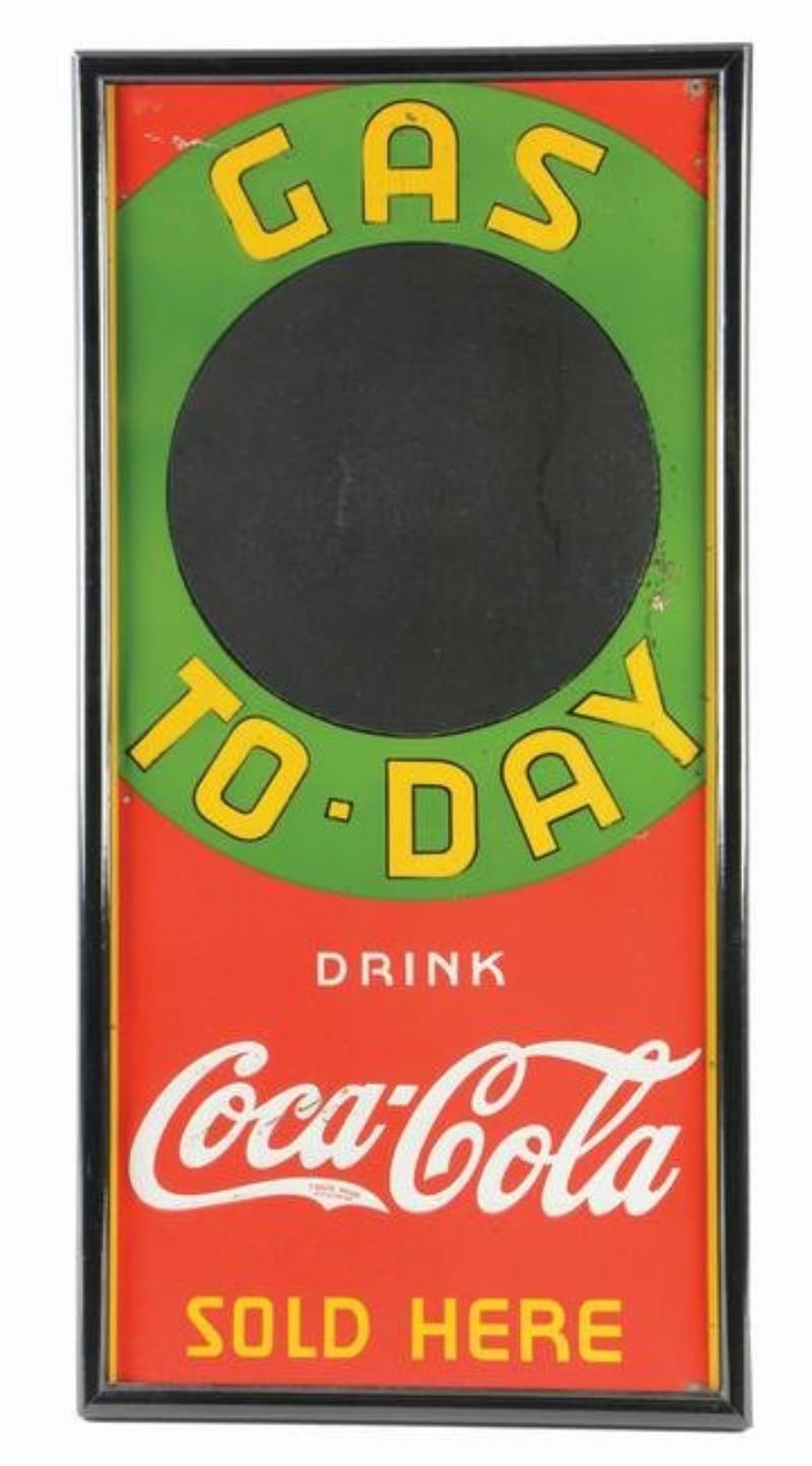 COCA-COLA EMBOSSED TIN "GAS TODAY" SIGN Value & Price Guide