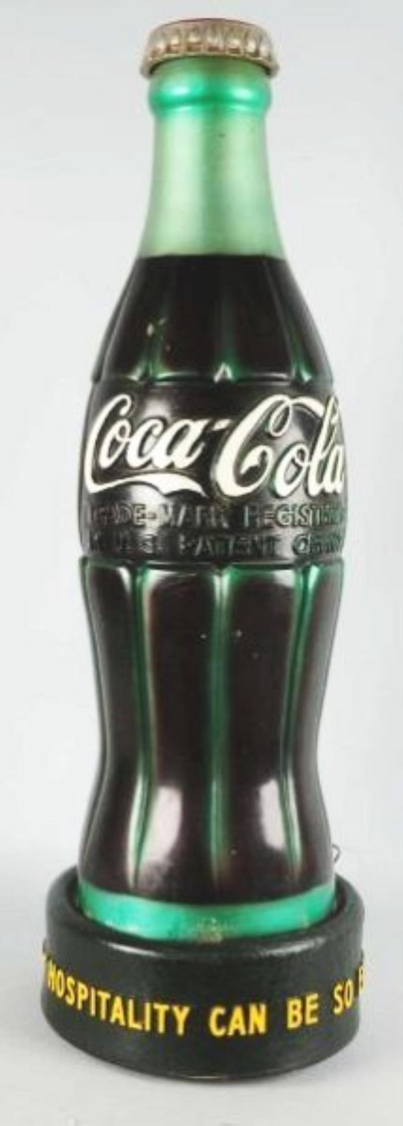 1950s Coca-Cola Rubber Display Bottle & Base Value & Price Guide