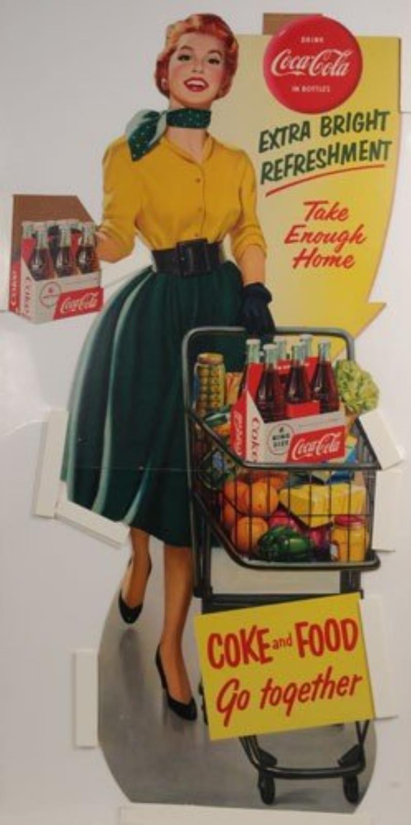 1956 COCA-COLA LARGE CARDBOARD CUT-OUT SIGN Value & Price Guide