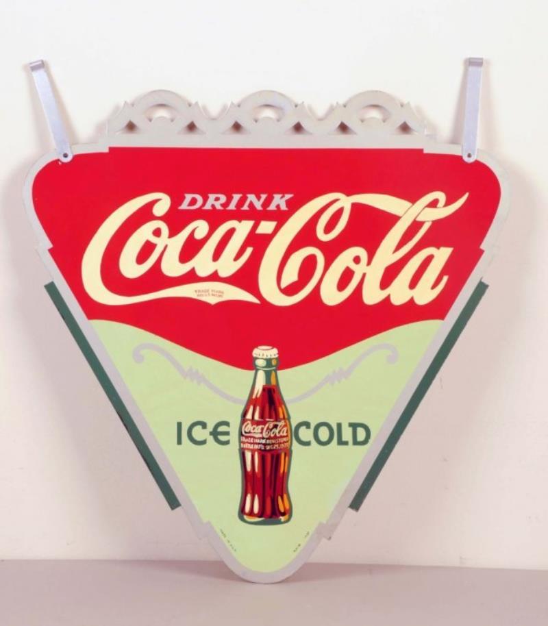 COCA-COLA 1937 TIN FLANGE SIGN Value & Price Guide