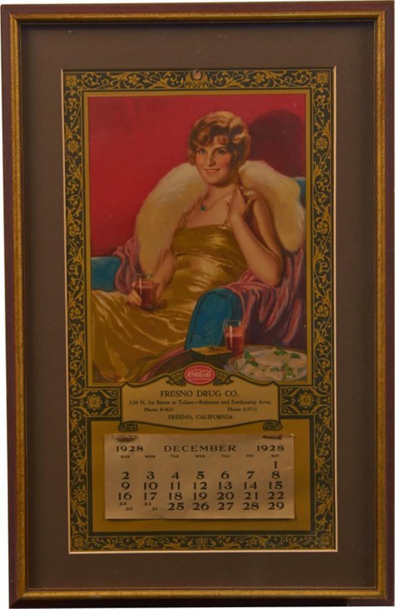 Coca Cola 1928 Advertising Calendar In Frame Value & Price Guide