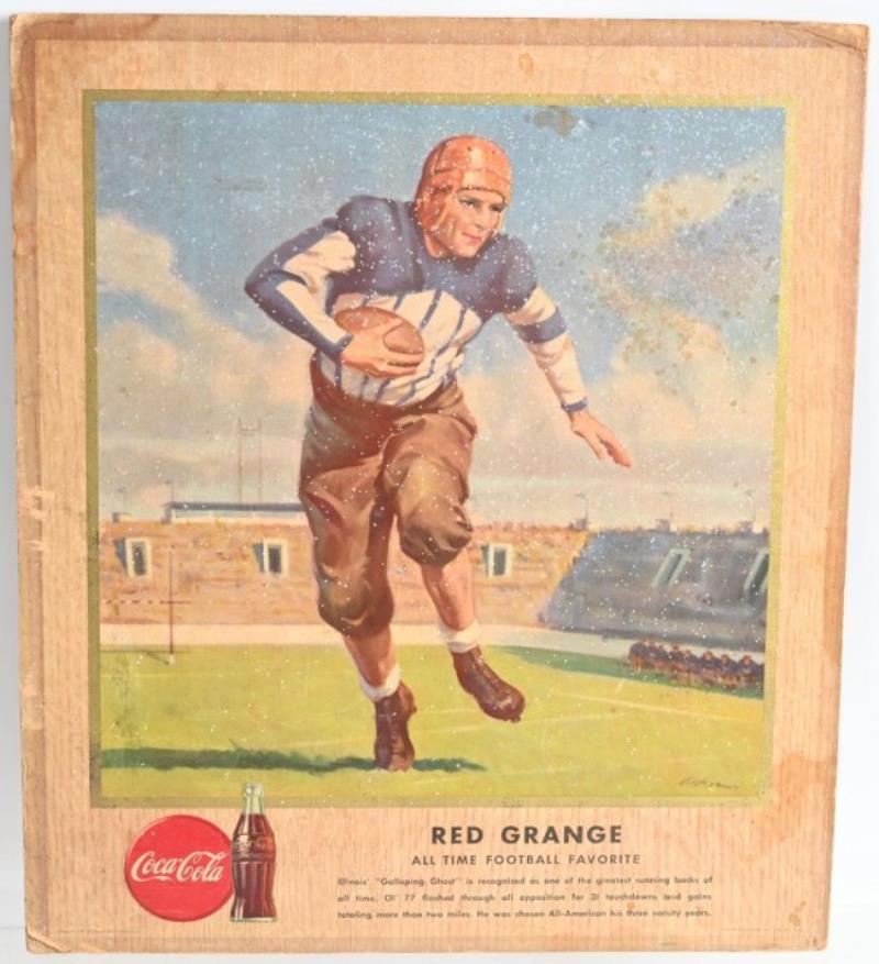 Framed 1947 Red Grange Coca - Cola Cardboard Sign Value & Price Guide