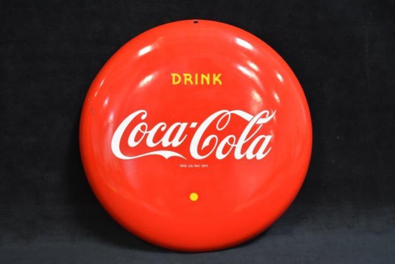 Coca-Cola sign, bottle in yellow dot graphics, Value & Price Guide