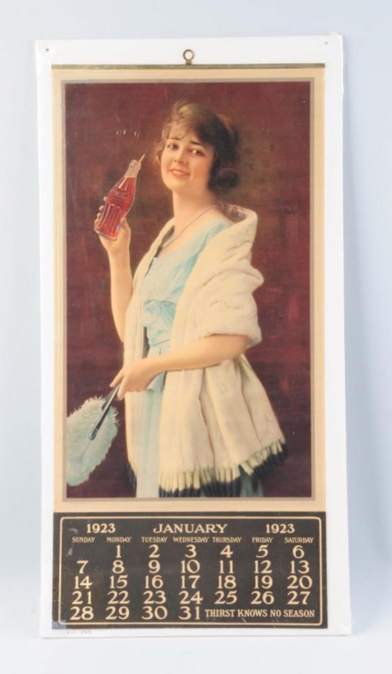 COCA-COLA 1923 ADVERTISING CALENDAR WITH GLASS Value & Price Guide