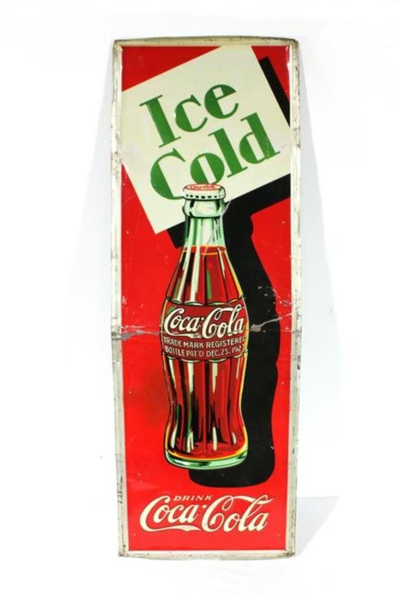 Coca-Cola sign, Drink Coca-Cola, Ice Cold, embossed Value & Price Guide