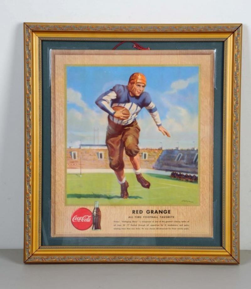 Framed 1947 Red Grange Coca - Cola Cardboard Sign Value & Price Guide