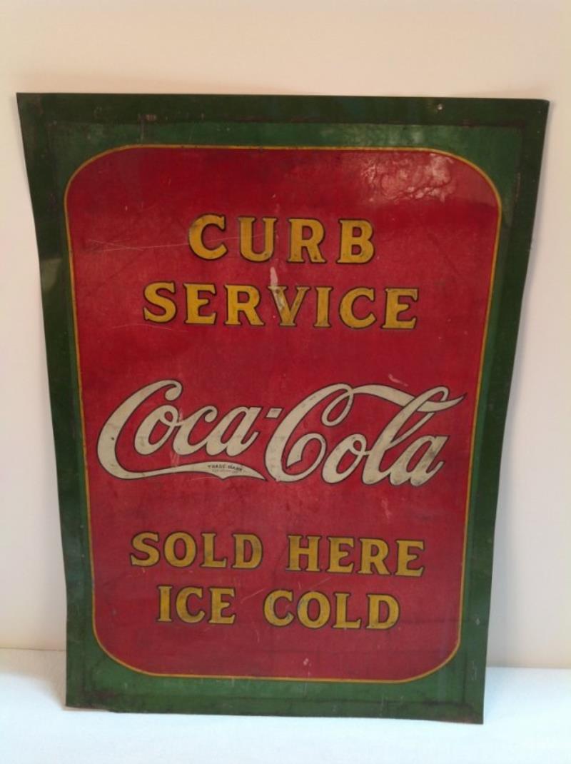 Coca-Cola Curb Service sign, double-sided embossed Value & Price Guide