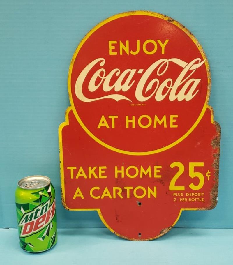 Circa 1960 Coca-Cola 2-Sided Tin Rack Topper Sign Value & Price Guide