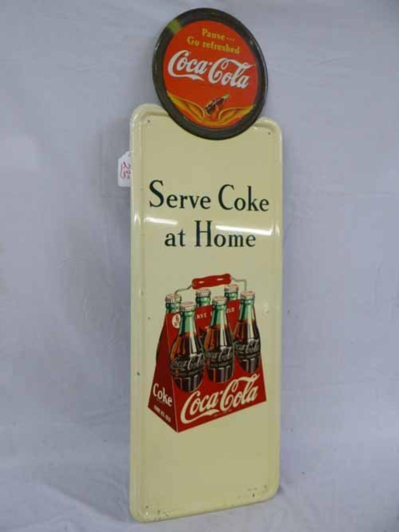 Coca-Cola Sign, Serve Coke at Home self-framed metal Value & Price Guide