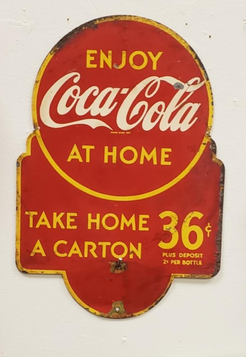Circa 1960 Coca-Cola 2-Sided Tin Rack Topper Sign Value & Price Guide