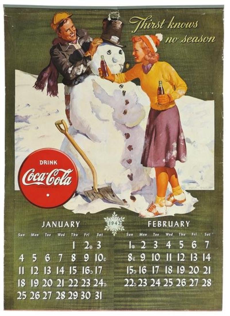 Coca-Cola 1942 calendar, bi-monthly litho on paper Value & Price Guide