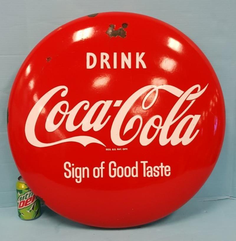 Coca-Cola Sign Of Good Taste Porcelain Button Sign Value & Price Guide