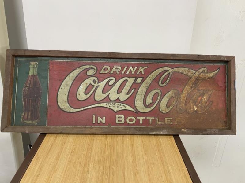 Coca-Cola sign, wood w/metal trim, Kay Displays, Value & Price Guide
