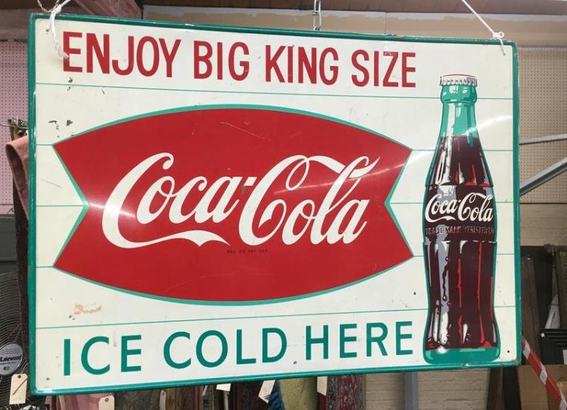 Coca-Cola vertical self framed bottle sign, "thin Value & Price Guide