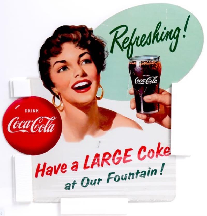 1956 COCA-COLA CARDBOARD CUT-OUT SIGN Value & Price Guide