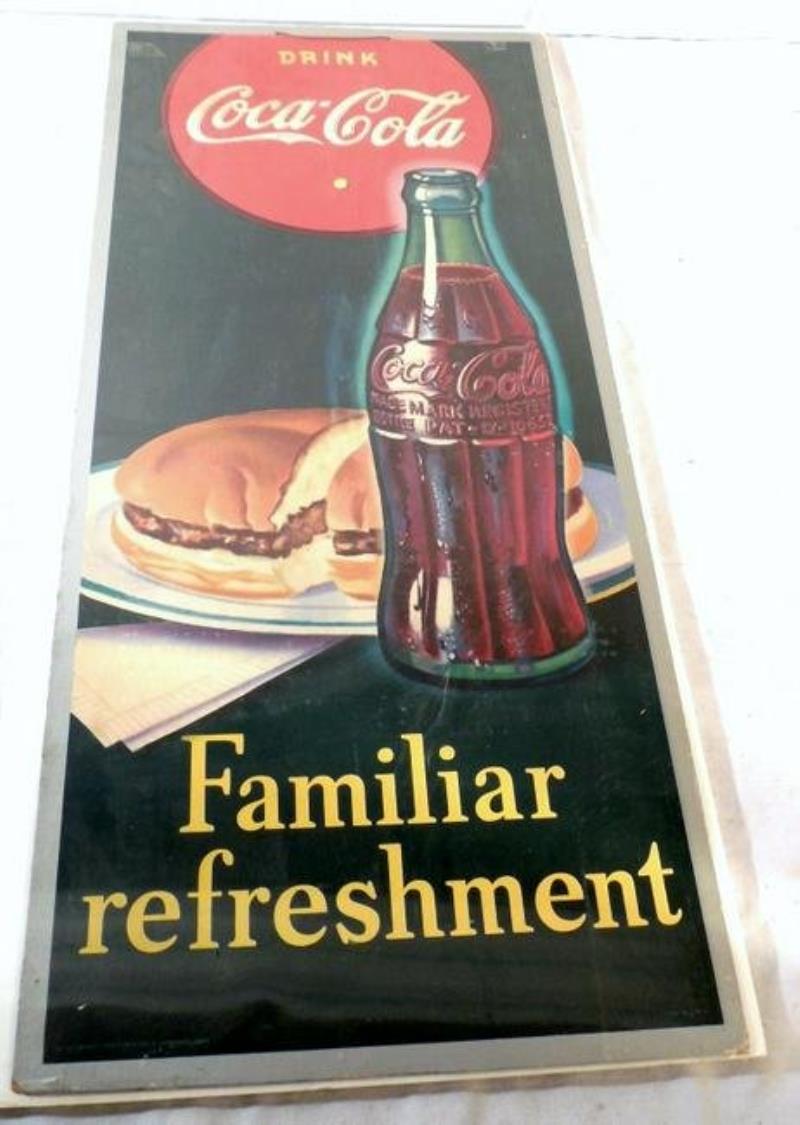 1951 Cardboard Coca - Cola Refreshment Sign Value & Price Guide