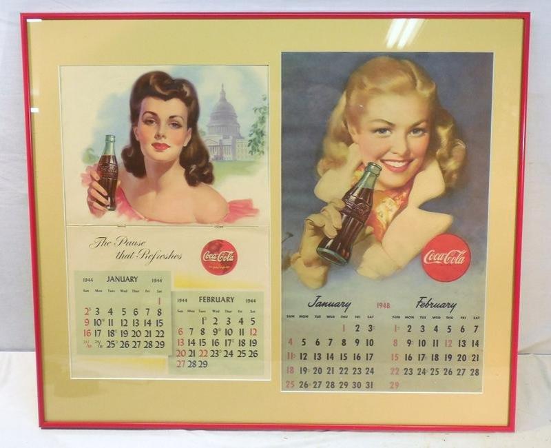 1948 & 1950 Framed Coca - Cola Calendars Value & Price Guide