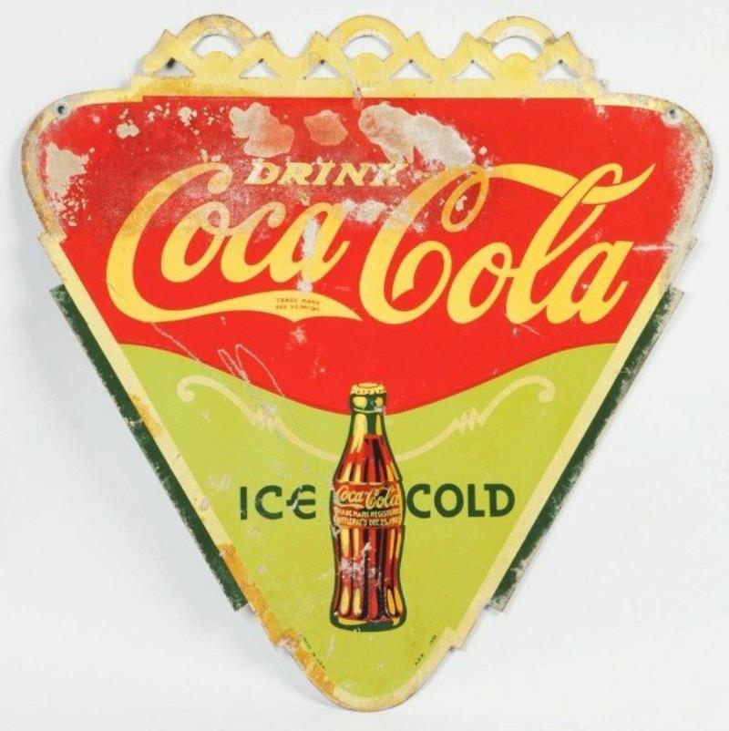 Tin Coca-Cola 2-Sided Triangle Sign Value & Price Guide