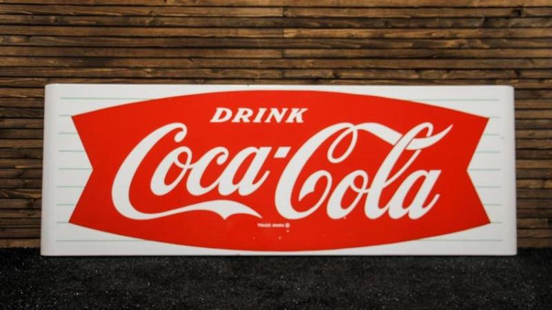 COCA-COLA FISHTAIL LOGO PORCELAIN SLED SIGN Value & Price Guide
