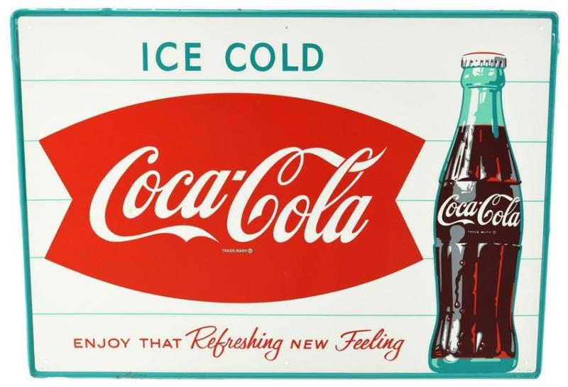 Drink Coca-Cola w/ Fishtail Logo Metal Sign Value & Price Guide