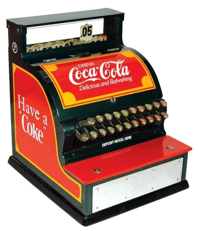 Coca-Cola cash register, National Model 720, c1920's, Value & Price Guide