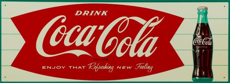 Coca-Cola Self Framed Tin Fish Tail Sign Value & Price Guide