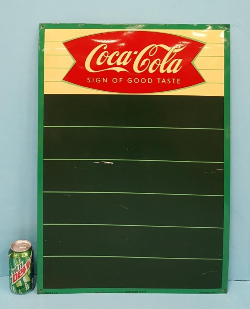 Coca-Cola menu board, "Drink Coca-Cola" w/fishtail Value & Price Guide