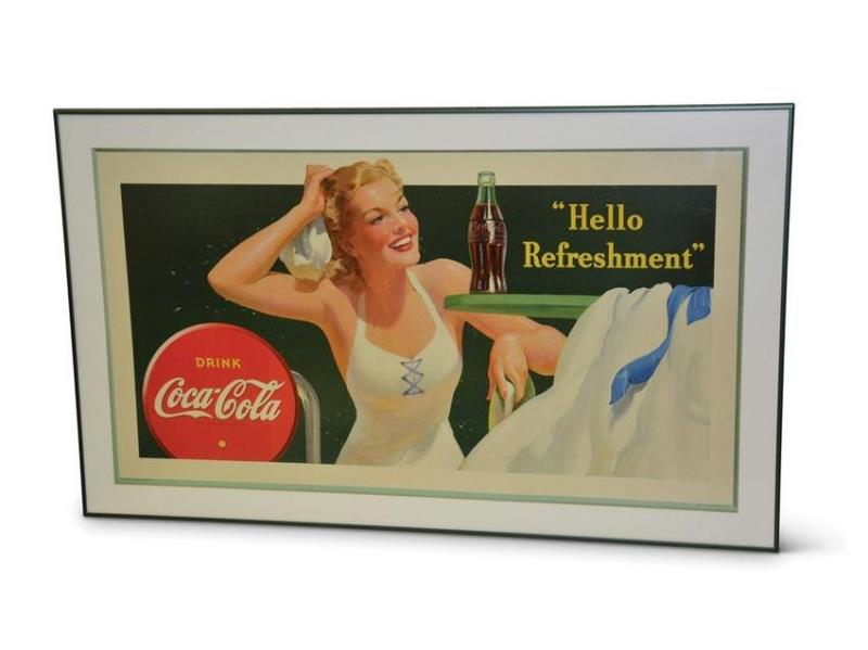 1942 Hello Refreshment Coca - Cola Poster Value & Price Guide