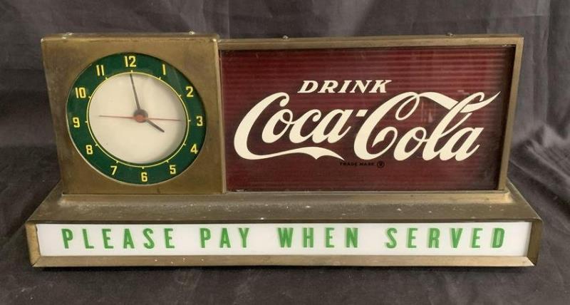 "Please Pay When Served" Coca-Cola Light-Up Clock Value & Price Guide