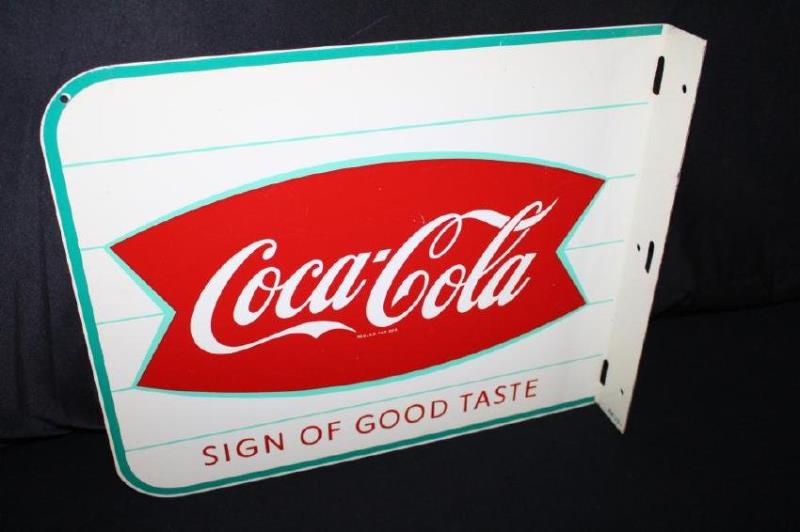 COCA-COLA TIN SIGN - FISH TAIL Value & Price Guide