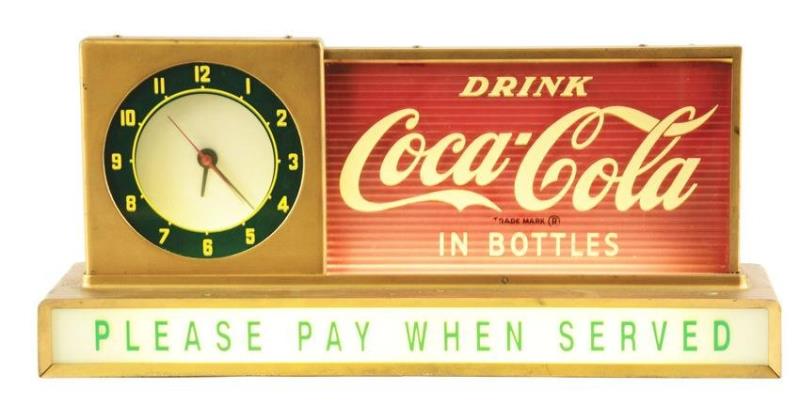 Coca Cola Light Up Clock Counter Sign Value & Price Guide