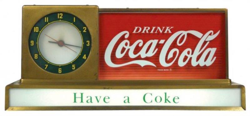 Coca Cola Light Up Clock Counter Sign Value & Price Guide