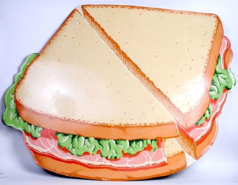 COCA-COLA TIN CUTOUT HAM SANDWICH SIGN Value & Price Guide