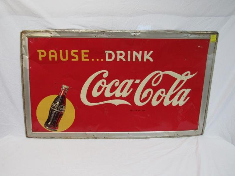 Coca-Cola sign, bottle in yellow dot graphics, Value & Price Guide
