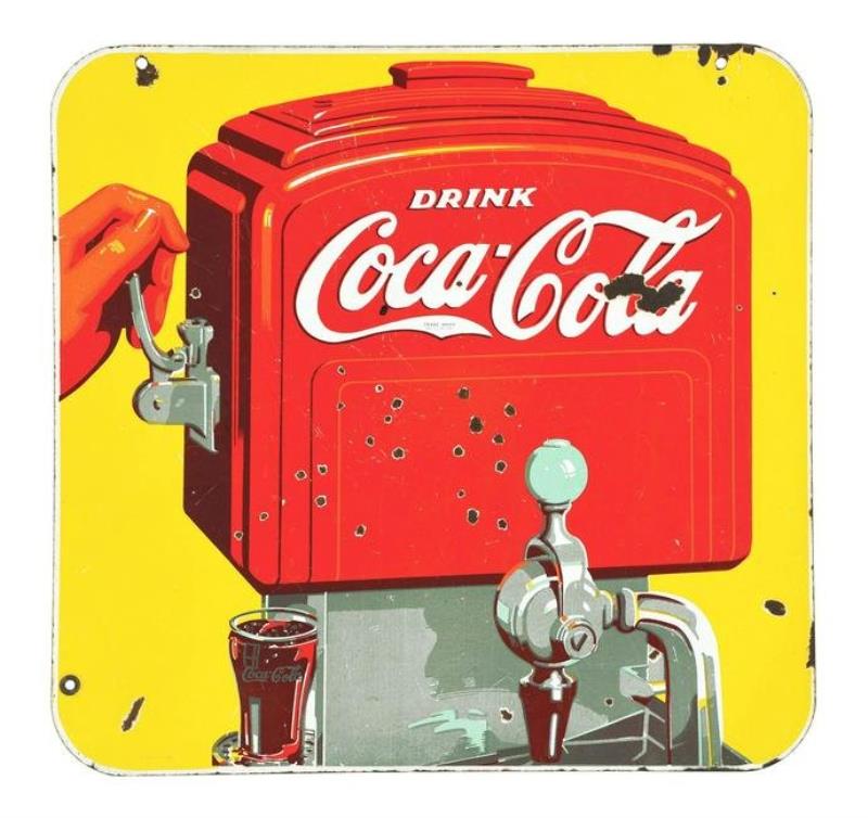 1940 COCA-COLA PORCELAIN DISPENSER SIGN Value & Price Guide