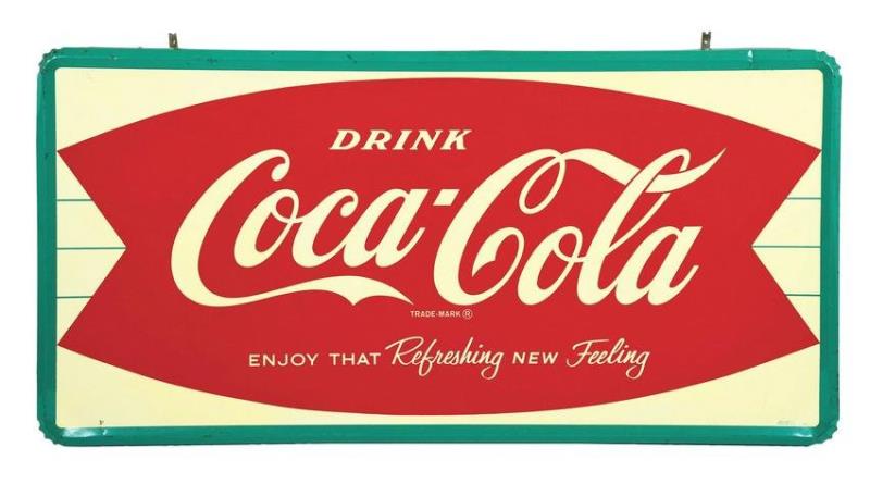 Small Coca-Cola Fishtail Tin Embossed Sign Value & Price Guide